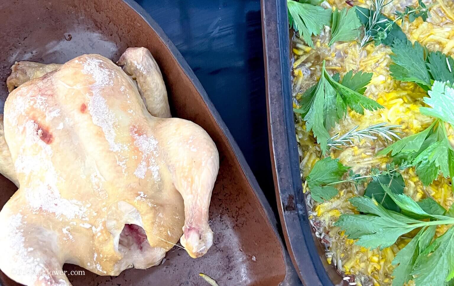 Easy Whole Roasted Chicken with Rice Recipe