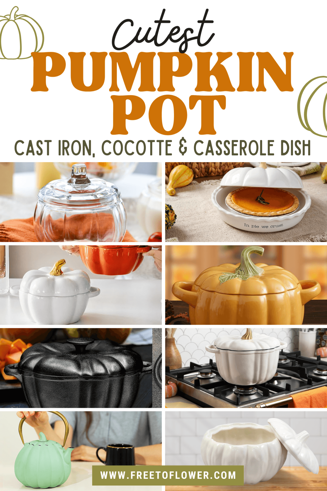 Pumpkin Pot - Cast Iron, Cocotte & Casserole Dish - Free to Flower