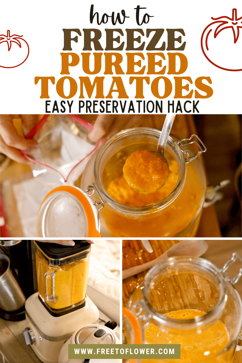 How to Freeze Pureed Tomatoes {Easy Preservation Hack} - Free to Flower